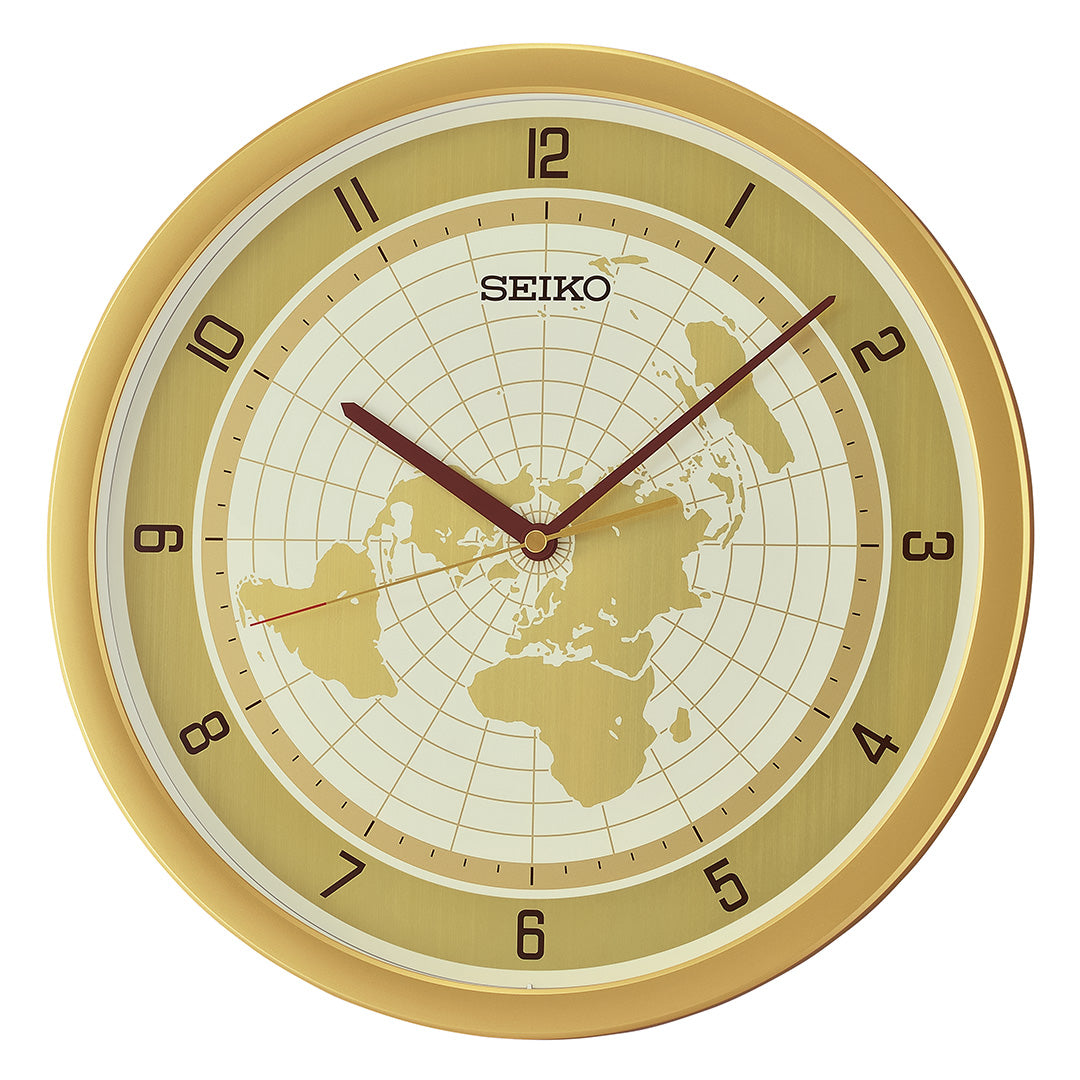 QXA814G Hazlenut Dial World Map Clock – SEIKO CLOCKS INDIA