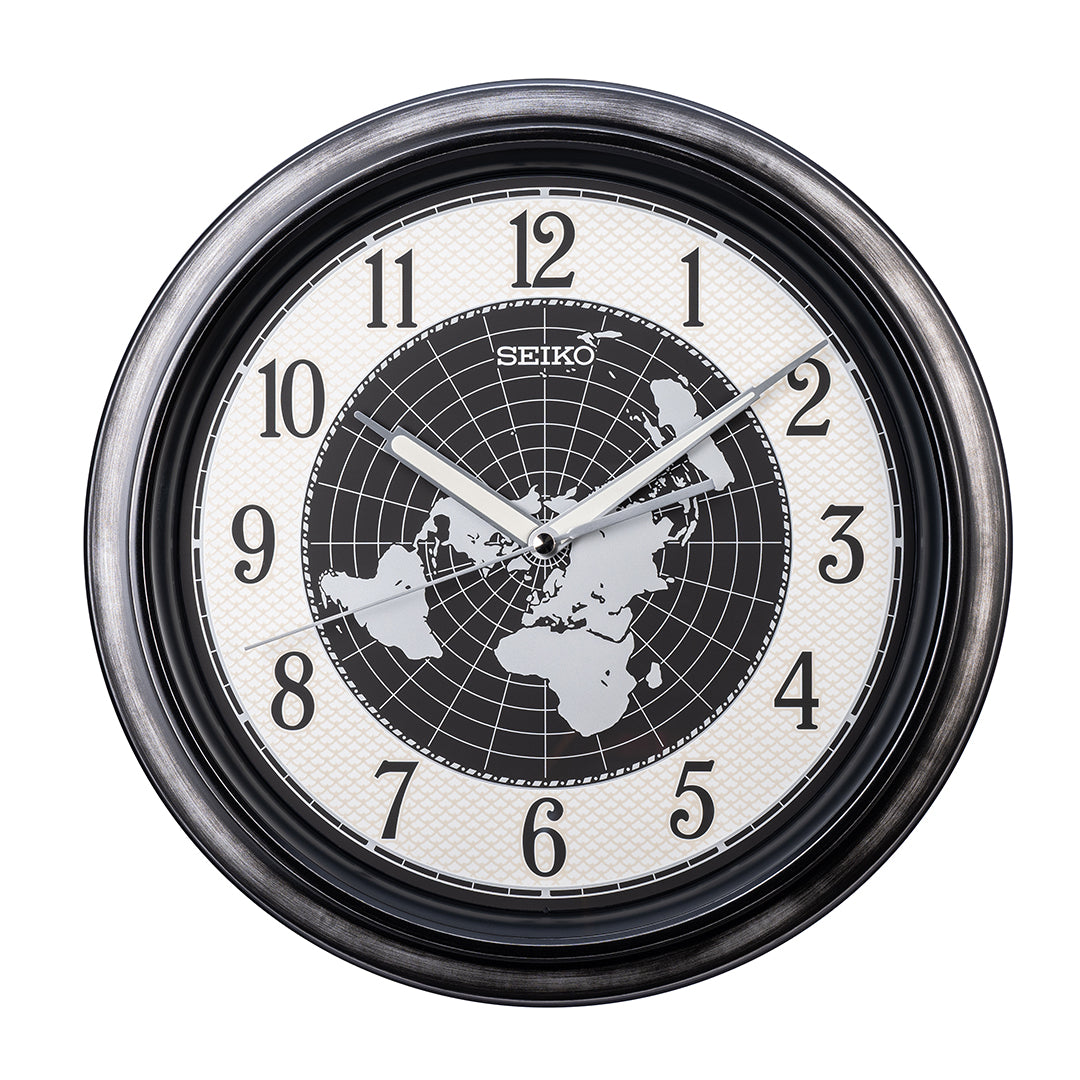 SEIKO ONLINE STORE QXA825S Black & Grey World Map Clock – SEIKO CLOCKS ...
