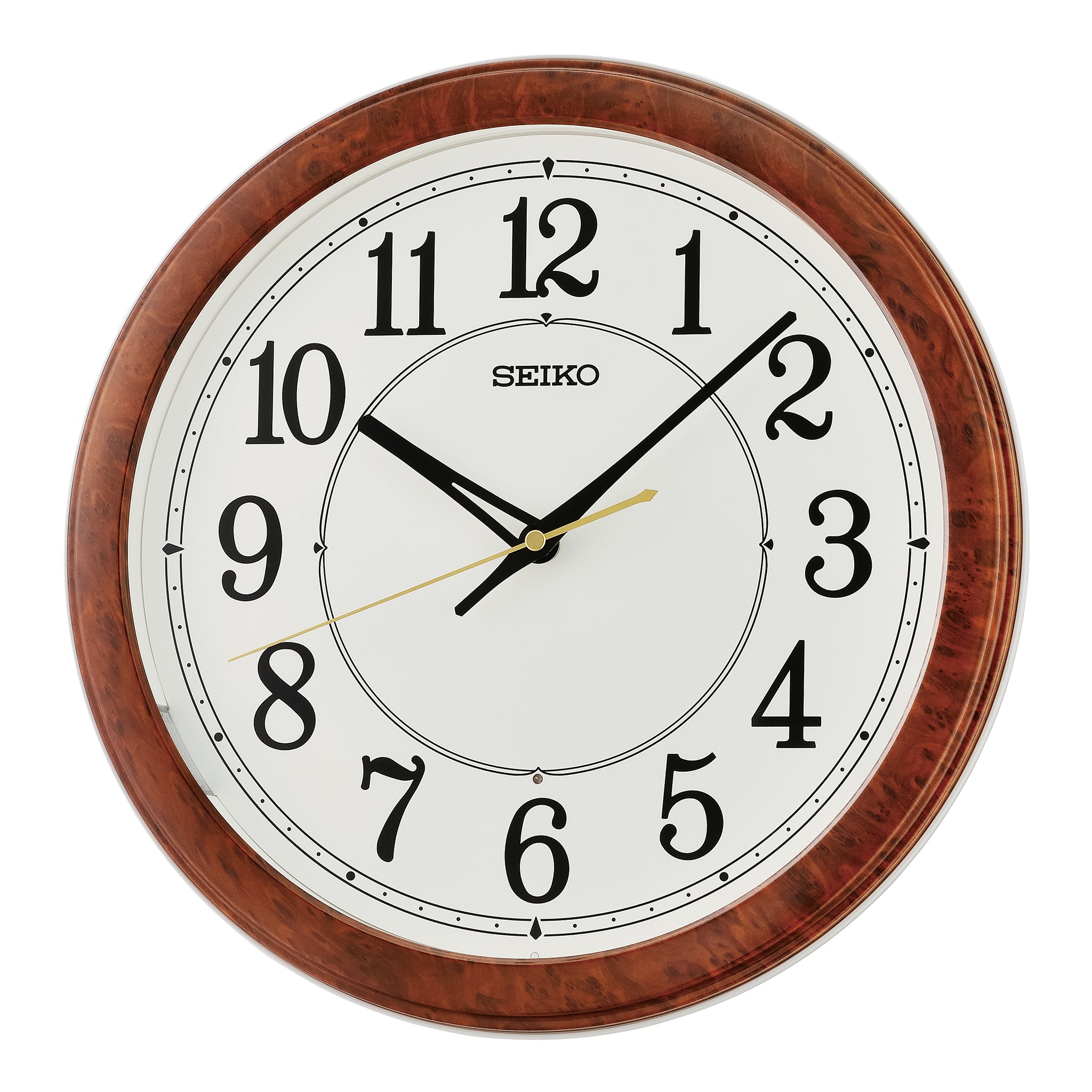 SEIKO QXA788B Brown Wood Pattern Clock – SEIKO CLOCKS INDIA